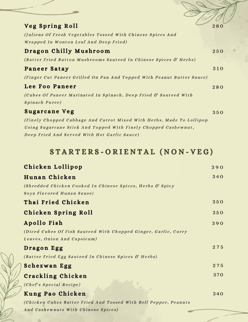 Menu – Ivaana Resorts